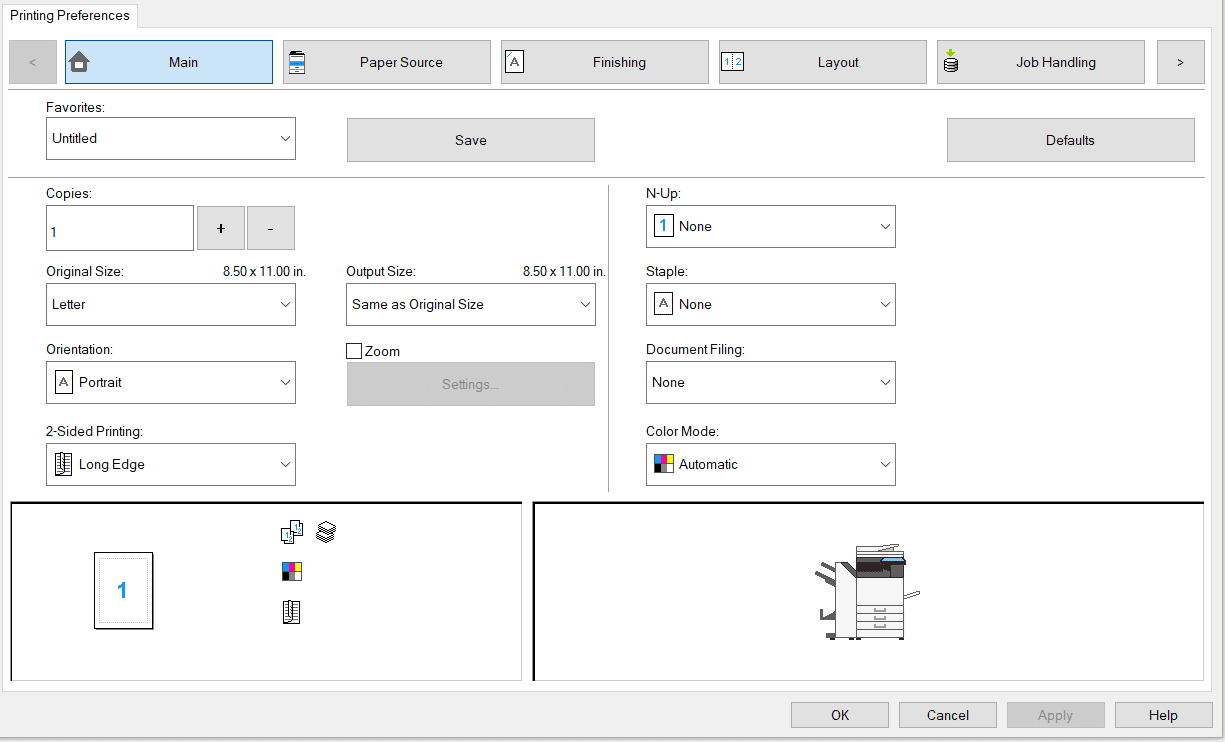 Sharp Quick Guide: Defaulting Print Driver to B/W
