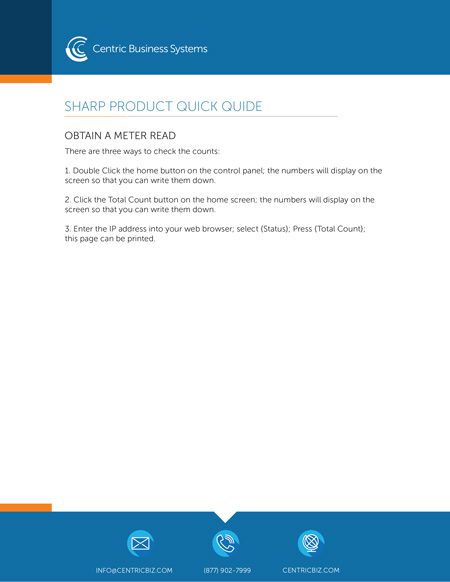 Centric Business Systems Sharp Quick Guide: Obtain a Meter Read