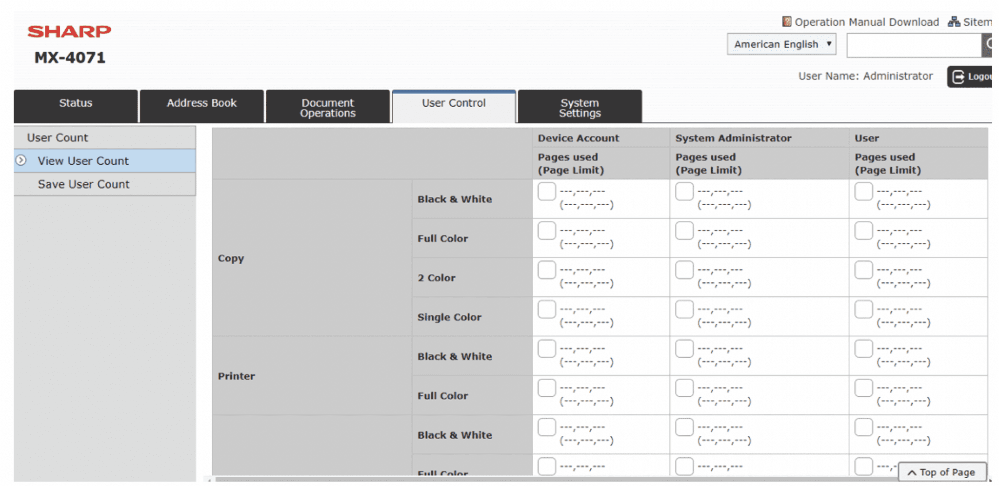 Sharp Quick Guide: User Code Administrative Report